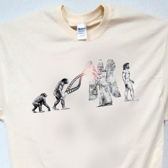 Gildan | Shirts | Ancient Alien Evolution Of Man Cool Mens Ivory Tshirt ...
